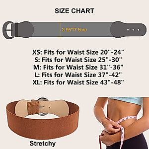 WHIPPY 3 Pack Women Wide Elastic Waist Belt Vintage Stretchy Belt Waistband for Ladies Dresses, Black/Brown/Beige, M