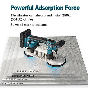 Quvapsiy Tile Vibration Machine Tool - High Performance Dual Suction Cup Tile Vibrator,2 x 12000mAh Battery, 24000r/min 6 Speed Adjustable