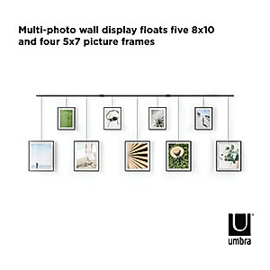Umbra Exhibit Picture Frame Gallery Set, Adjustable Wall Collage Displays Nine Photos (Four 5x7" and Five 8x10"), Set of 9, Black
