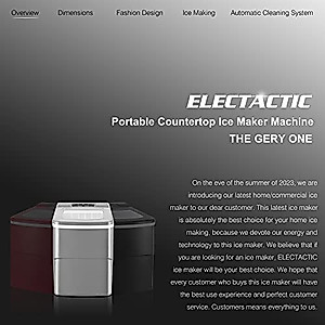 Electactic Ice Maker, Commercial Ice Machine,100Lbs/Day, Stainless Steel Ice Machine with 30 Lbs Capacity, Ideal for Restaurant, Bars, Home and Offices, Includes Scoop