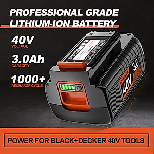 POWITEC 40V MAX Lithium Battery 3.0Ah Replace for Black and Decker 40V MAX Battery LBX2040 LBXR36 LBXR2036 LST540 LCS1240 LBX1540 Compatible with Black and Decker 40V MAX Power Tools