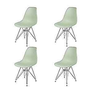 GIA Contemporary Armless Dining Chair with Chrome Metal Legs, Set of 2, Green