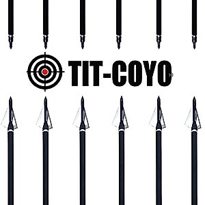 TIT-COYO 20 22 Inch Crossbow Bolts and Crossbow Broadheads Set Carbon Crossbow Arrows for Hunting and Outdoor Practice, 12pcs Orange Arrows 12pcs Broadheads(24 Pack)