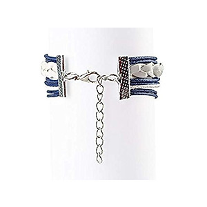 Infinity Collection - Nautical Anchor Charm Earrings & Bracelet for Women, Navy and White Anchor Braided Bracelet - Weaved Leather Rope with Ship Wheel, Infinity, and Anchor Charm Bracelet