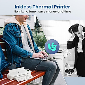 Phomemo Portable Printers Wireless for Travel, Inkless Printer Thermal M835, Mobile Printer Bluetooth Support 8.5"/A4/4.33"/3.15"/2.08" Thermal Paper Roll, Compact Printer Compatible with iOS&Android