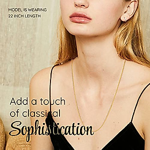 KISPER Italian 18K Gold Plated 925 Sterling Silver Diamond Cut Box Link Chain Necklace – for Women & Men with Spring Ring Clasp – Made in Italy, 16"