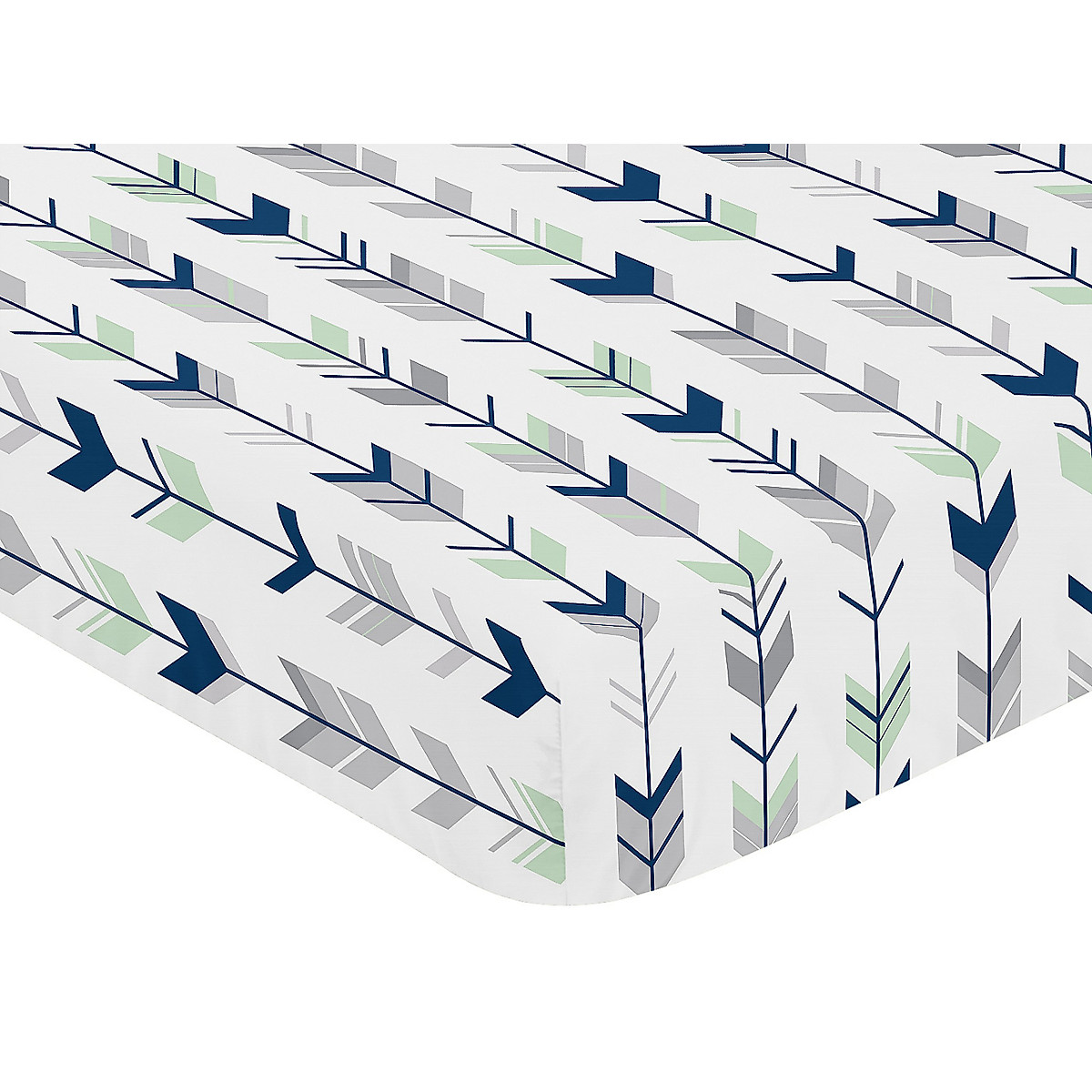 Sweet Jojo Designs Fitted Crib Sheet for Grey, Navy Blue and Mint Woodland Arrow Baby/Toddler Bedding Set Collection - Arrow Print
