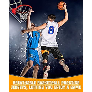 Funtery 12 PCS Men Basketball Jerseys Mesh Basketball Uniform 2XL Reversible Basketball Team Jersey for Men(White)