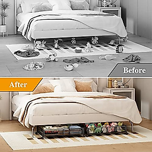 GILLAS 2 Pack Under Bed Storage Containers, Foldable Bedroom Storage Organizer Drawer with Wheels, Under Bed Shoe Storage Drawer For Clothes, Blankets And Shoes, Black