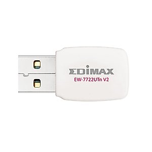 Edimax Wi-Fi 4 802.11n Mini USB Adapter, Works with Raspberry Pi, Wireless N300 Dongle, 300Mbps throughput, Auto-Power Adjustment for energy saving, Win 10 Plug-n-Play, Mac OS, Linux, EW-7722UTn V2
