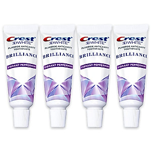 Crest 3D White Brilliance Toothpaste, Vibrant Peppermint, Travel Size 0.85 oz (24g) - Pack of 4