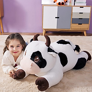 IKASA Giant Cow Stuffed Animal Plush Toy,30" Large Cute Jumbo Soft Toys,Huge Big Size Plushy Fluffy Fat Oversized Plushie