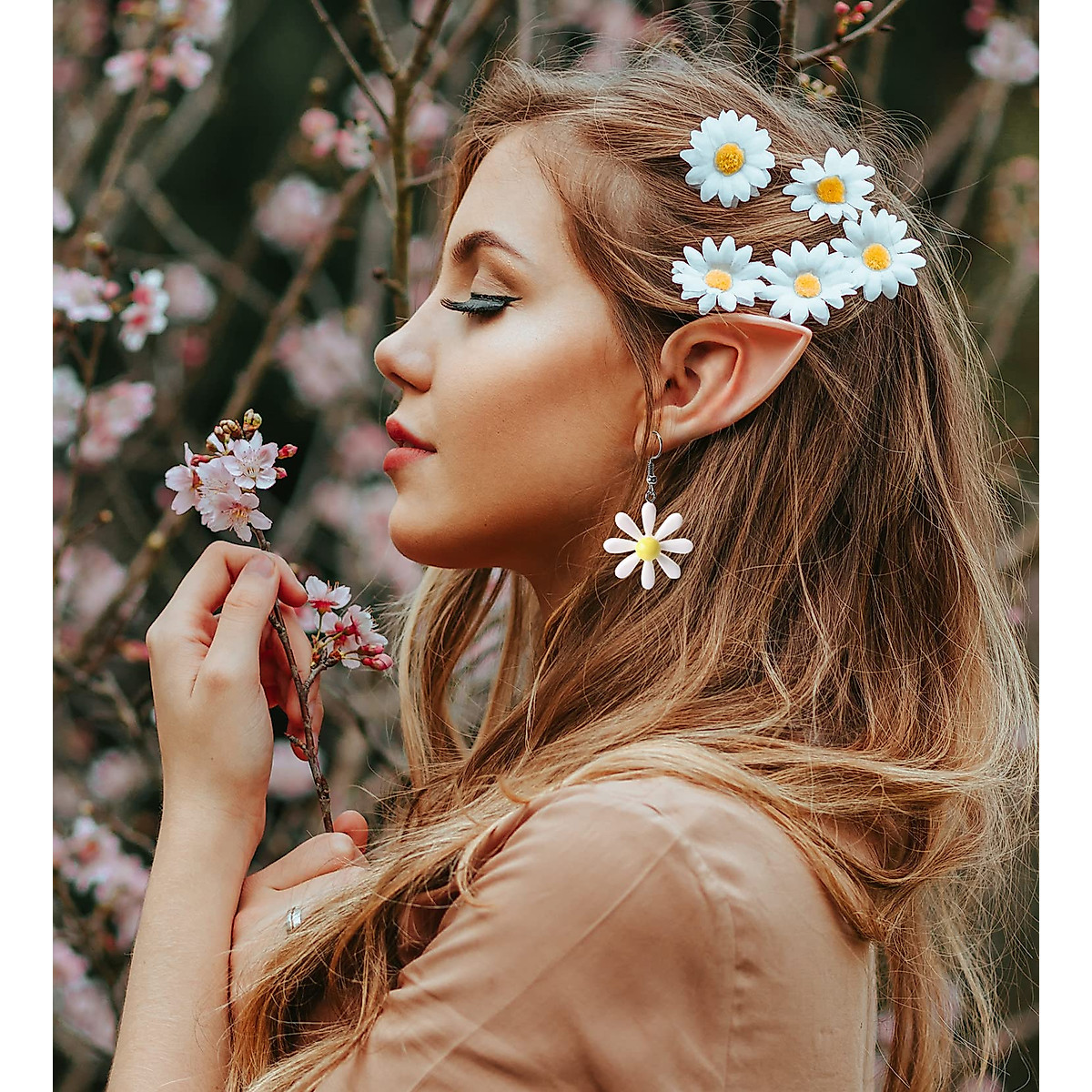 Daisy Earrings,Daisy Flower Earrings for Women,Acrylic Yellow Flower Daisy Dangle Earring Wild Lily Petals Hawaii Plant Earrings