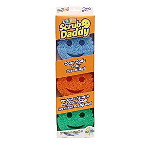 Scrub Daddy Color Sponge - Scratch-Free Multipurpose Dish Sponge Color Variety Pack - BPA Free & Made with Polymer Foam - Stain, Mold & Odor Resistant Kitchen Sponge (3 Count)