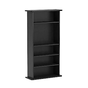 Atlantic Drawbridge Media Storage Cabinet - Organize optical media, up to 240 CD, or 108 DVD, or 132 BD/Video Games, Adjustable Shelves, PN 37935726 in Black