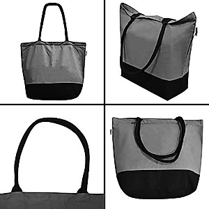 Mamlyn Cotton Canvas Tote Bag with handles, Reusable Cloth Shopping Grocery Bag, Large, Heavy Duty, Zipper Closure