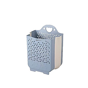 meistar Foldable Plastic Laundry Baskets. Wall Hanging Storage Basket. Multi-function Storage Container Waterproof Durable for Bedroom and Bathroom (M, Blue)