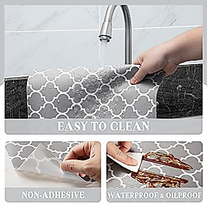 Glotoch Non Slip Shelf Liner 24 Inch Wide, Non Adhesive Drawer Liner, Waterproof Shelf Liners for Kitchen Cabinets/Refrigerator/Wire Shelving/Bathroom/Pantry-Heavy Duty, Durable, Grey Quatrefoil