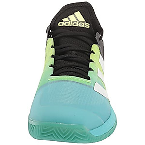 adidas Women's Adizero Ubersonic 4 Clay Tennis Shoe, Black/White/Pulse Lime, 10