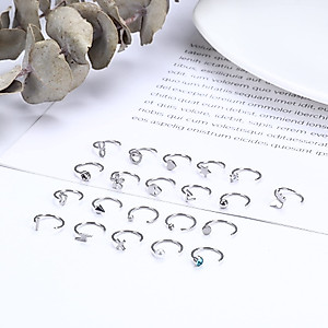 JOERICA 21 Pairs Half Hoop Earrings Stainless Steel Small Huggie Hoop Earrings Butterfly Heart Star Moon Bar Cross Dot CZ Half Hoop Cartilage Piercing Earrings Tiny Hoop Stud Earrings