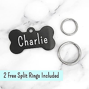 Ultra Joys Personalized Dog Tags Engraved for Pets - Front and Back Custom Dog Tags for Pets - Stainless Steel Dog Tags and Cat ID Tags - Personalized Dog ID Tags - Bone Tag in Black, Small