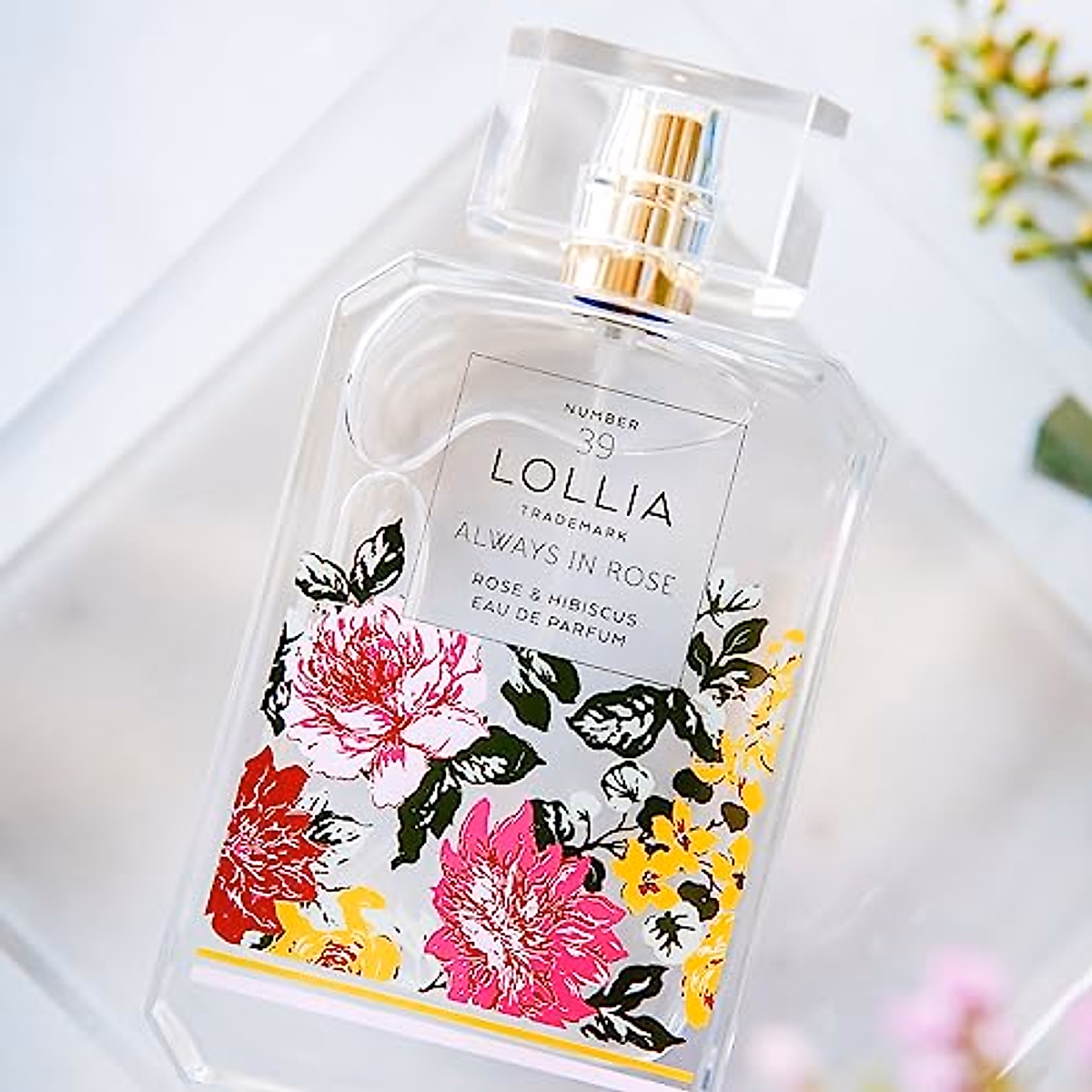 LOLLIA Always in Rose Eau de Parfum, 3.4 fl. oz. - Rose & Hibiscus – Beautifully Captivating Perfume, Women’s Perfume, Eau de Parfum Spray for Women, Women’s Fragrance