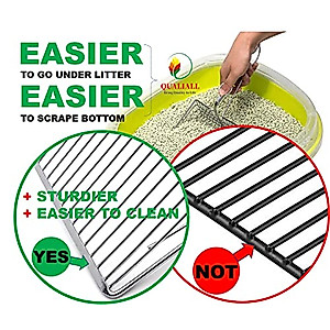 Qualiall All Metal Litter Scoop, Solid Metal Sifter, Cat Litter Scoop Metal Jumbo, Cat Urine Scoop, Litter Scooper with Holder, Litter Scooper Holder, Jumbo Cat Litter Scoop Sifter Scooper Holder