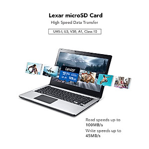 Lexar High-Performance 633x 128GB microSDXC UHS-I Card with SD Adapter, C10, U3, V30, A1, Full-HD & 4K Video, Up To 100MB/s Read, for Smartphones, Tablets, and Action Cameras (LSDMI128BBNL633A)
