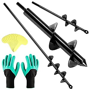 Auger Drill Bit for Planting Garden Auger Spiral Drill Bit Post Hole Digger Bulb Planter Tool 1.6"X9" 3"X12" and 1.6"X16" for Bulb Planting, Hole Digger, Tulip Bulbs and Umbrella Holes