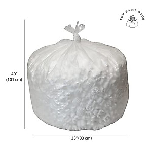 Top Knot Bags 33 Gallon Garbage Trash Bag 33X40" Clear 150 Count Can Liner Bulk 30 Gallon 31 Gallon 32 Gallon 34 Gallon 35 Gallon Made in USA