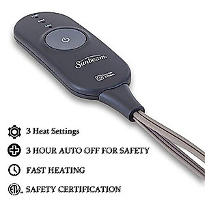 Sunbeam Microplush Electric Heated Warming Throw Blanket Royal Blue Washable Auto Shut Off 3 Heat Settings