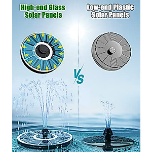 SZMP Solar Fountain Upgraded 100% Glass Panel, 3.5W Floating Solar Powered Water Pump Built-in 2000 Battery with 7 Nozzle & 4 Fixer, Solar Bird Bath Fountain for Garden, Pond, Pool, Outdoor (Colorful)