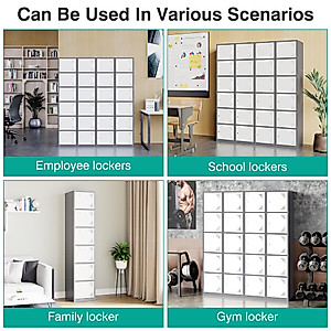 SISESOL Metal Locker Storage Cabinet with Doors and Shelves Metal Lockers with 6 Doors,71" Lockable Small Locker Storage Cabinet for Employees,School, Office, Home, Gym(White/Grey)