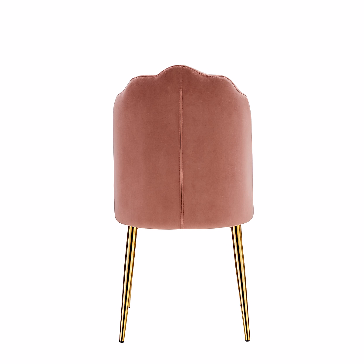 Iconic Home Chelsea Dining Side Chair Vertical Channel Quilted Velvet Upholstered Crown Top Back and Seat Solid Gold Tone Metal Legs (Set of 2) Modern Contemporary, Blush