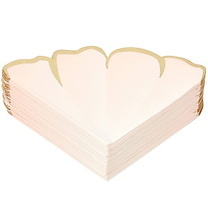 BLUE PANDA 50 Pack Pink & Gold Petal Floral Paper Napkins, 6.25x6 Inches, Scalloped Napkins for Birthday, Wedding, Bridal Shower, Tea Party & More