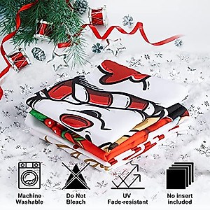 Lanpn Winter Merry Christmas Throw Pillow Covers 18x18 Set of 4, Decorative Red and Black Snowman Gnome 18 inch Holiday Cushion Cases Home Outside Porch Decor Decoration