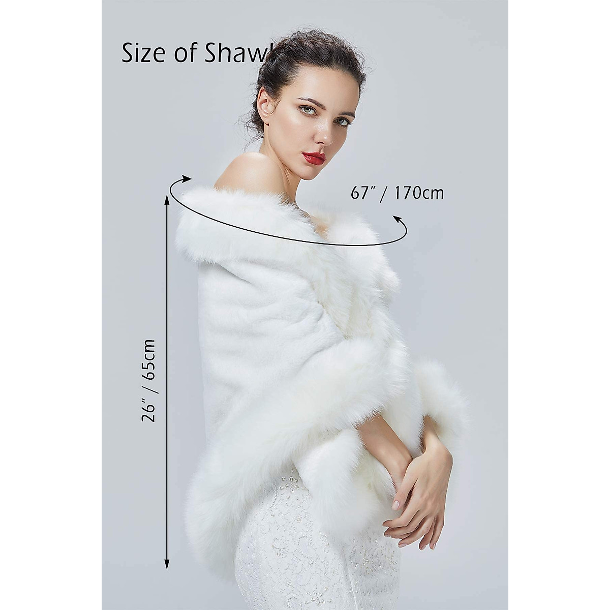 BEAUTELICATE Women's Faux Fur Shawl Wrap Stoles for Bridal Wedding Dresses