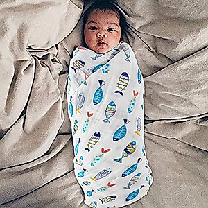 SANNIX Muslin Swaddle Blankets Girl Receiving Baby Blanket Boy Swaddle Blankets for Baby Boy Cute Print Baby Blanket - Lightweight, Breathable, Large 47 x 47 inches