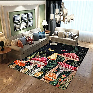 CANARO Mushroom Rugs Non-Slip Soft Doormats Bath Black Starry Sky Carpet Floor Runner Area Rugs for Home Dining Living Room Bedroom Farmhouse Decor 31.5x19.7inch