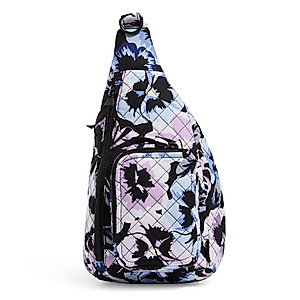 Vera Bradley womens Cotton Mini Sling Backpack Bookbag, Plum Pansies - Recycled Cotton, One Size US