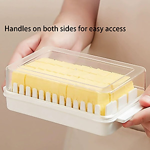 Fuuc Butter Dish With Lid ,Quantitative Cutting Plastic Butter Dish ,Easy to Clean Butter Dish for Refrigerator ,for(≈4.72in x2.6in x 1.3in) Size of Butter