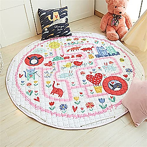 ABREEZE Baby Kids Play Mat Tummy Time Floor Mat Drawstring Toy Bag Foldable Soft and Washable Toys Storage Organizer Children Play Rugs with 59 inches Large Diameter(Pink)