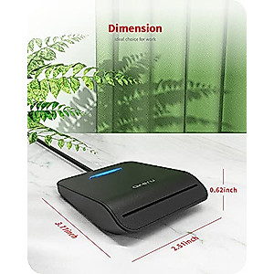 CAC Card Reader with LED Indicator, DOD Military Common Access, (5 feet Long Cable). Universal Compatibility, Compact PIV Smart Card Reader Compatible with Windows, Mac OS– Black AKERU [EAL-20]