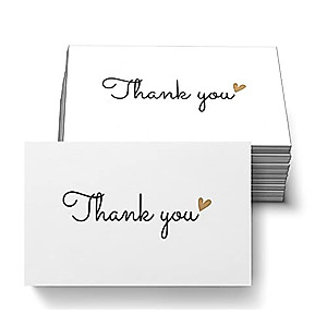 RXBC2011 100 Little Thank You Cards Gold Heart Design Bulk Thank you Notes for All Occasions 3.5 x 2 Inch