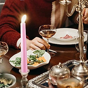 Pink 10-inch Cone Candles, Each Set of 14 odorless and drip-Free candlesticks -8 Hours Long Burning, Suitable for Home Decoration, Weddings, Parties