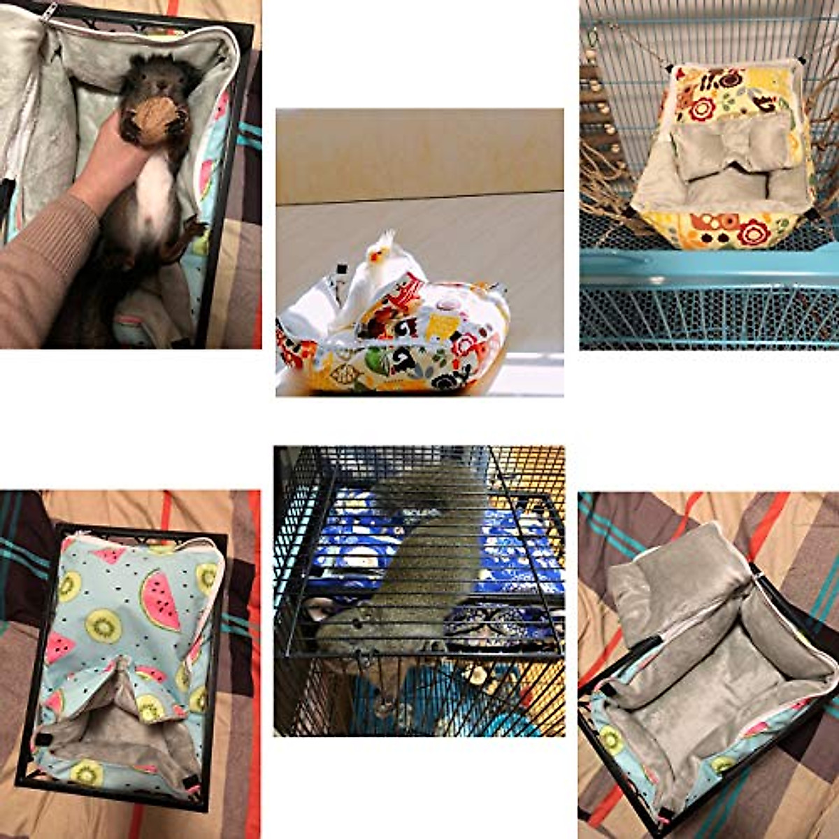 Wontee Guinea Pig Bed Warm Hammock Snuggle Bed for Young Guinea Pig Small Ferret Rat Sugar Glider Squirrel (Blue Elk)