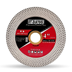 DT-DIATOOL Diamond Tile Blade 4 Inch Porcelain Cutting Disc Double-Sided X Mesh Cutting & Grinding Disc for Porcelain Ceramic Marble Artificial Stone