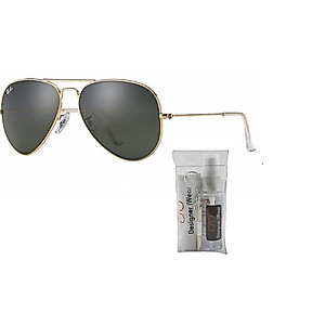 Ray-Ban RB3025 AVIATOR LARGE METAL 001 62M Gold/Gray Green Sunglasses For Men For Women + BUNDLE with Designer iWear Eyewear Kit