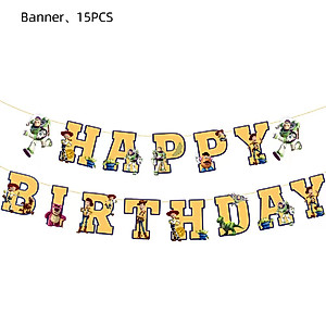 Toy Storys party supplies Pack Includes Toy Storys Banner Hanging Swirls for Toy Storys party decoration