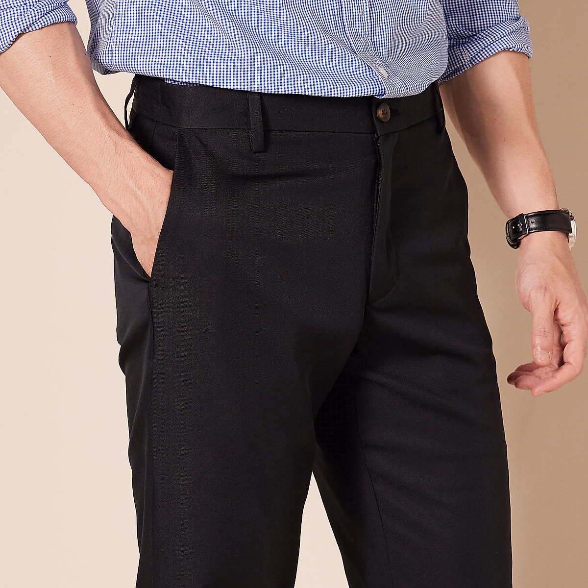 Amazon Essentials Men's Slim-Fit Flat-Front Dress Pant, Black, 34W x 32L